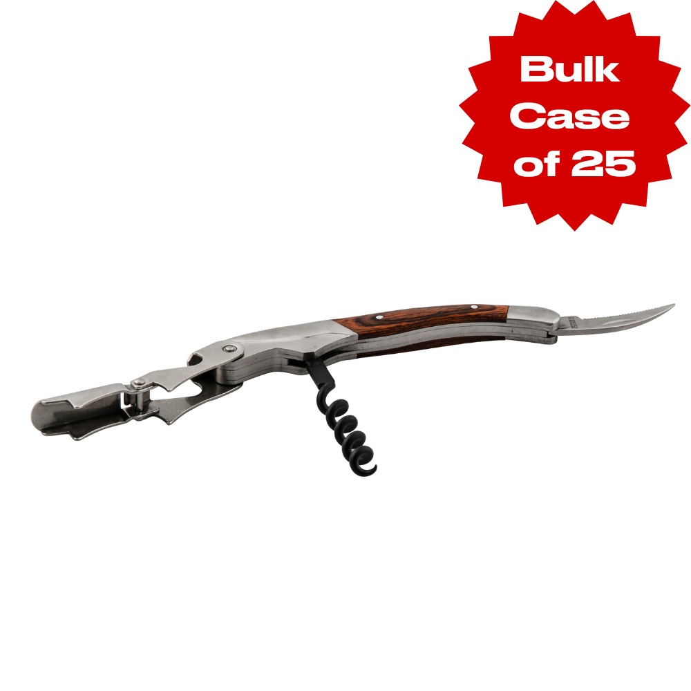 Bulk Wooden Double-Hinge Corkscrew (Case of 25) | Cocktail Emporium