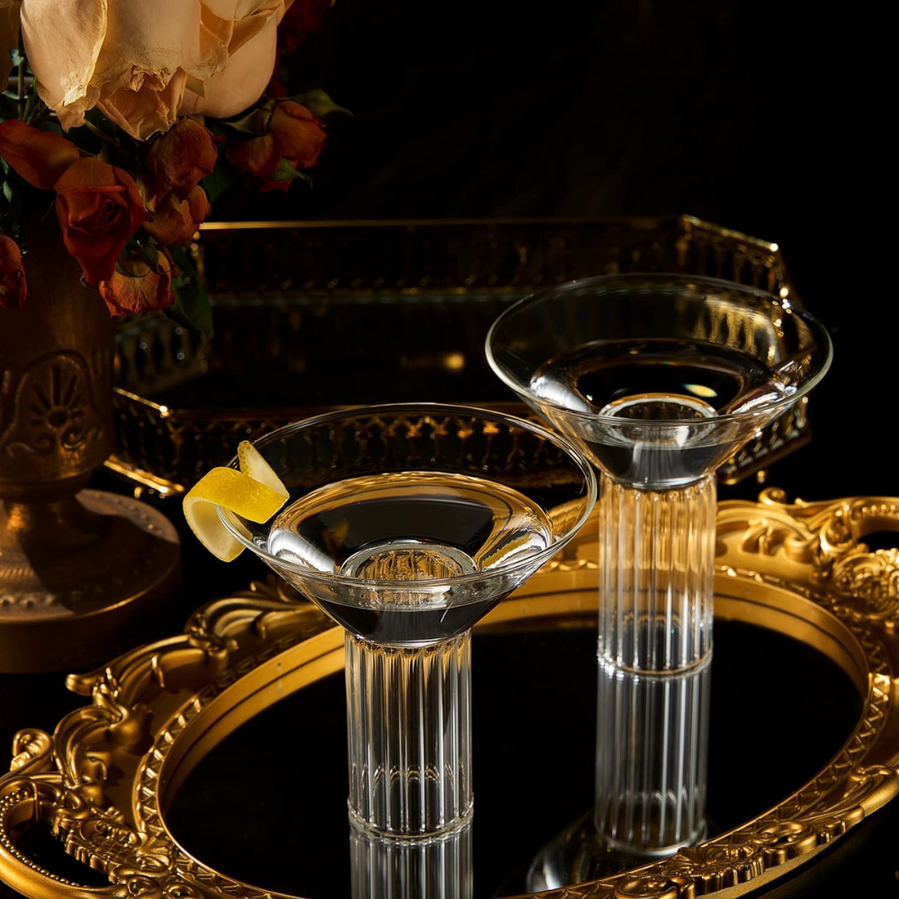 Ribbed Stem Martini Glasses Set Of 2 Cocktail Emporium