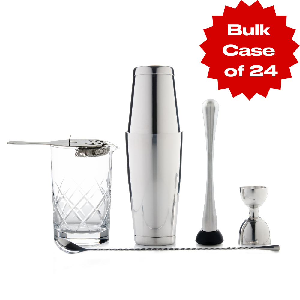 Bulk Deluxe Bar Tools Set with Boston Shaker - Stainless Steel (Case o ...