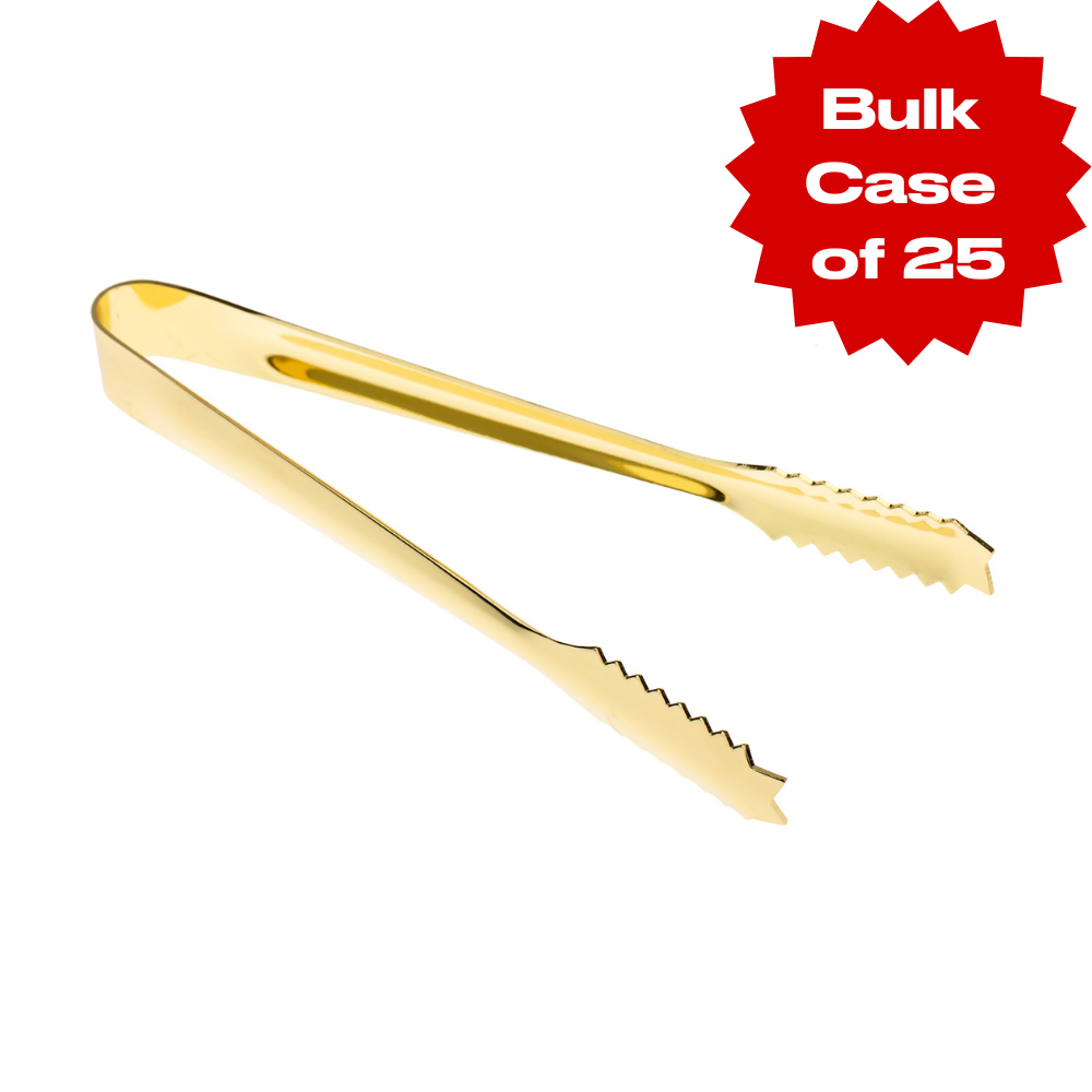 Bulk Gold Serrated Ice Tongs (Case of 25) | Cocktail Emporium