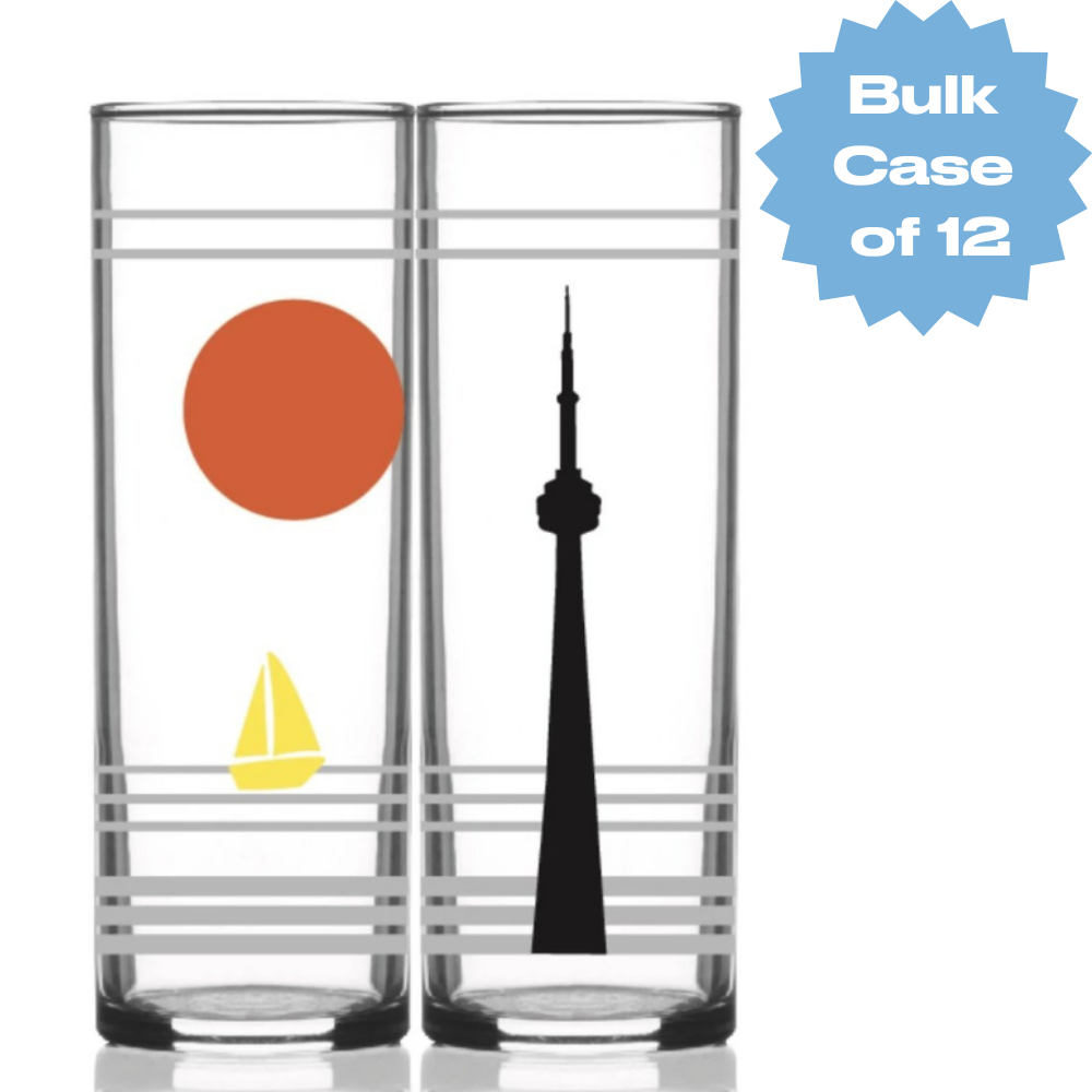 Bulk Retro Toronto Collins Glass - Red Sun (Case of 12) | Cocktail Emporium