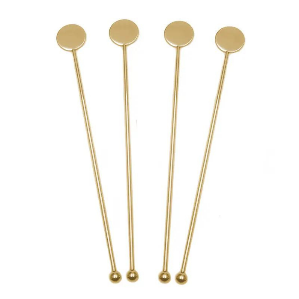 Gold Disc Top Stir Stick | Cocktail Emporium
