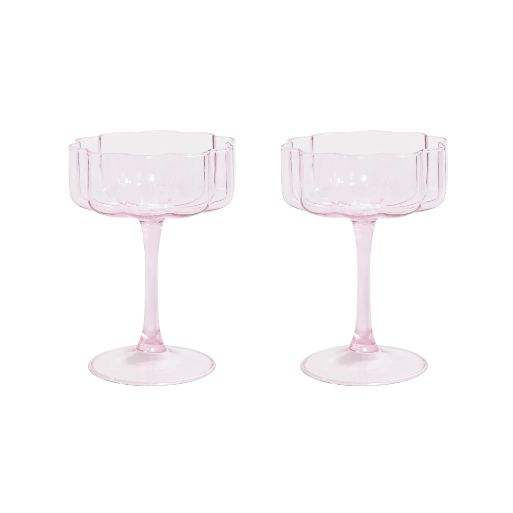 Pink Wave Coupes (set of 2) | Cocktail Emporium