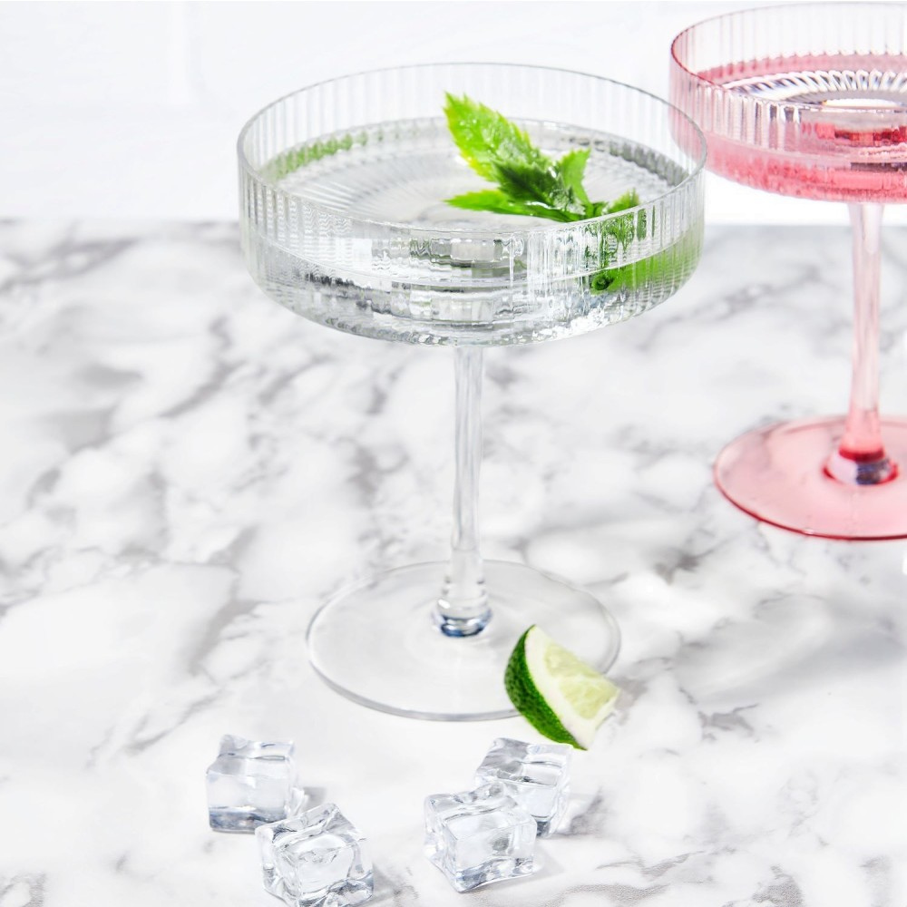 Ribbed Clear Coupes (set of 4) | Cocktail Emporium