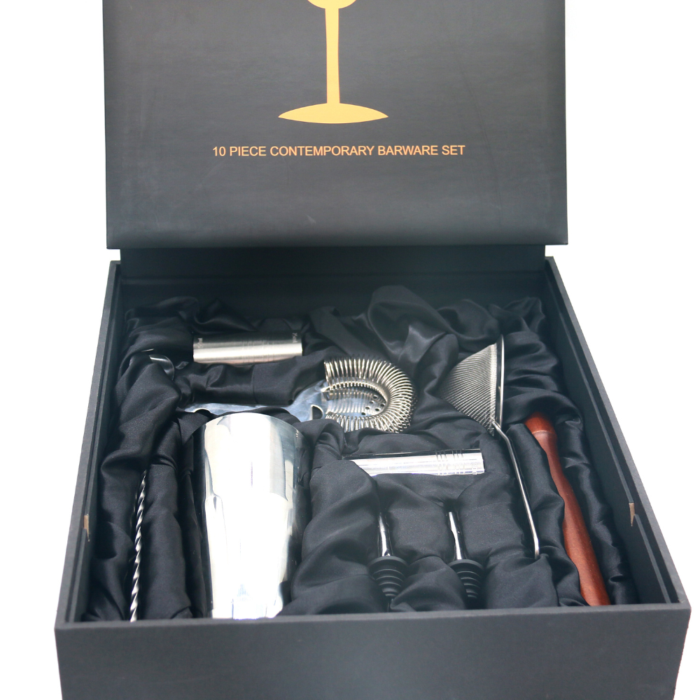 Stainless Steel Bar Tool Set with Gift Box (10 piece) | Cocktail Emporium