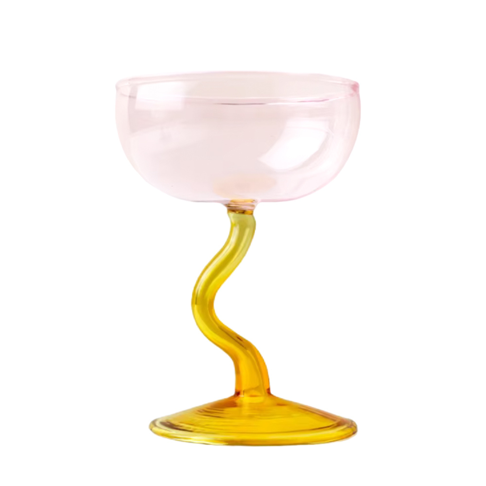 Wavy Stem Coupe (Amber & Rose) | Cocktail Emporium