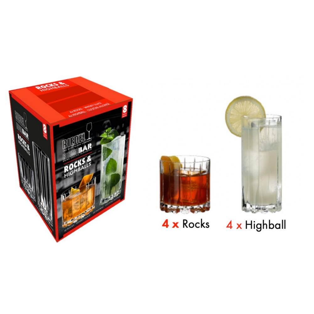 Riedel Rocks + Highball Glass Set (set of 8) | Cocktail Emporium