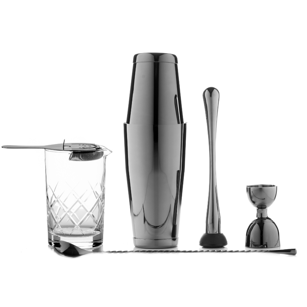 Deluxe Gunmetal Bar Tools Set | Cocktail Emporium