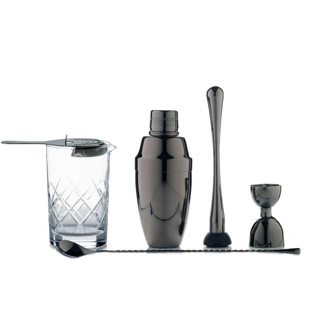 Bulk Deluxe Bar Tools Set with Cobbler Shaker - Gunmetal (Case of 6 ...