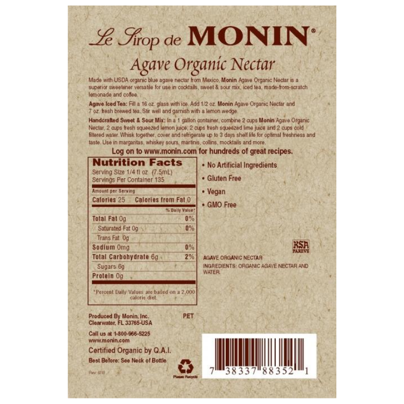Monin Agave Syrup | Cocktail Emporium