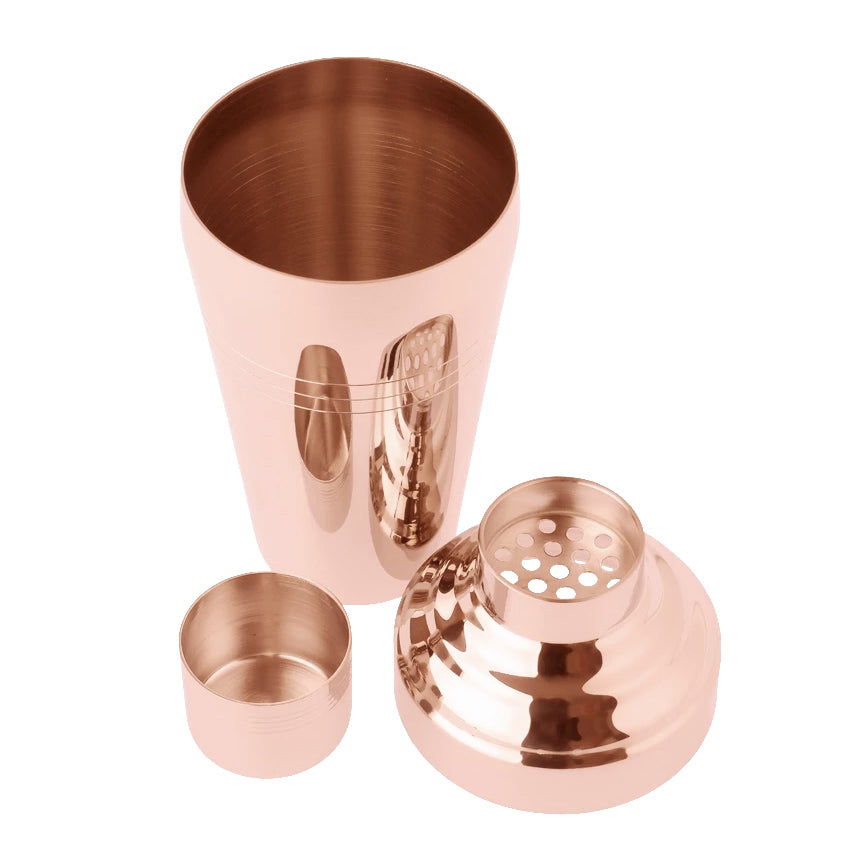 Rose Gold Japanese 3-Piece Cobbler Shaker - Shiny | Cocktail Emporium
